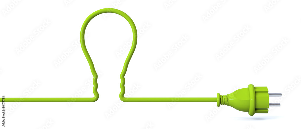 Green power plug - light bulb Stock Illustration | Adobe Stock