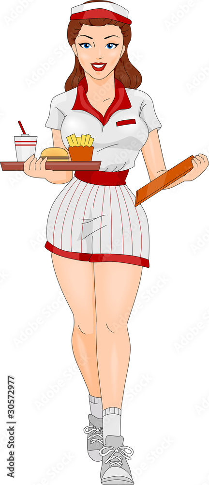 Pin-up Girl Waitress Stock Vector | Adobe Stock