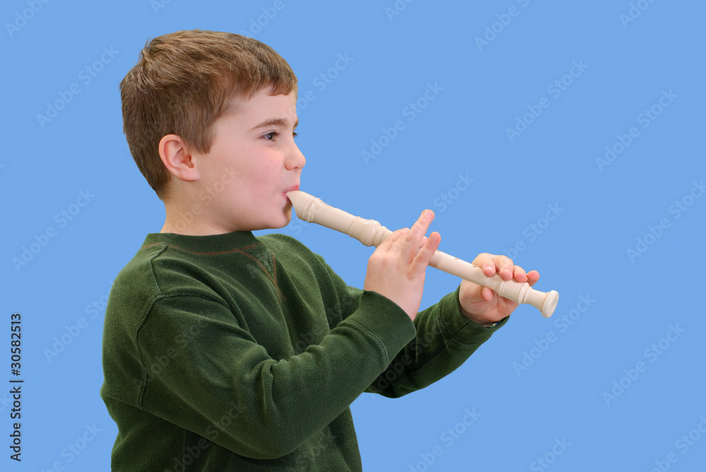 Child Playing His Recorder Stock Photo | Adobe Stock
