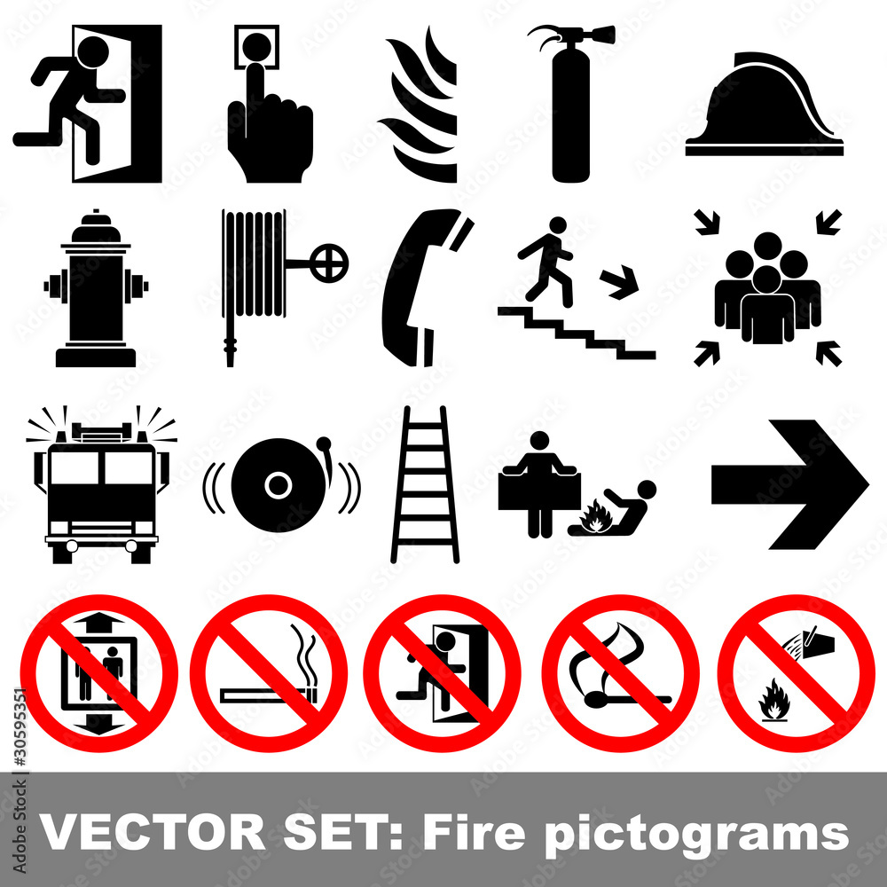 Vector set: fire pictograms Stock Vector | Adobe Stock