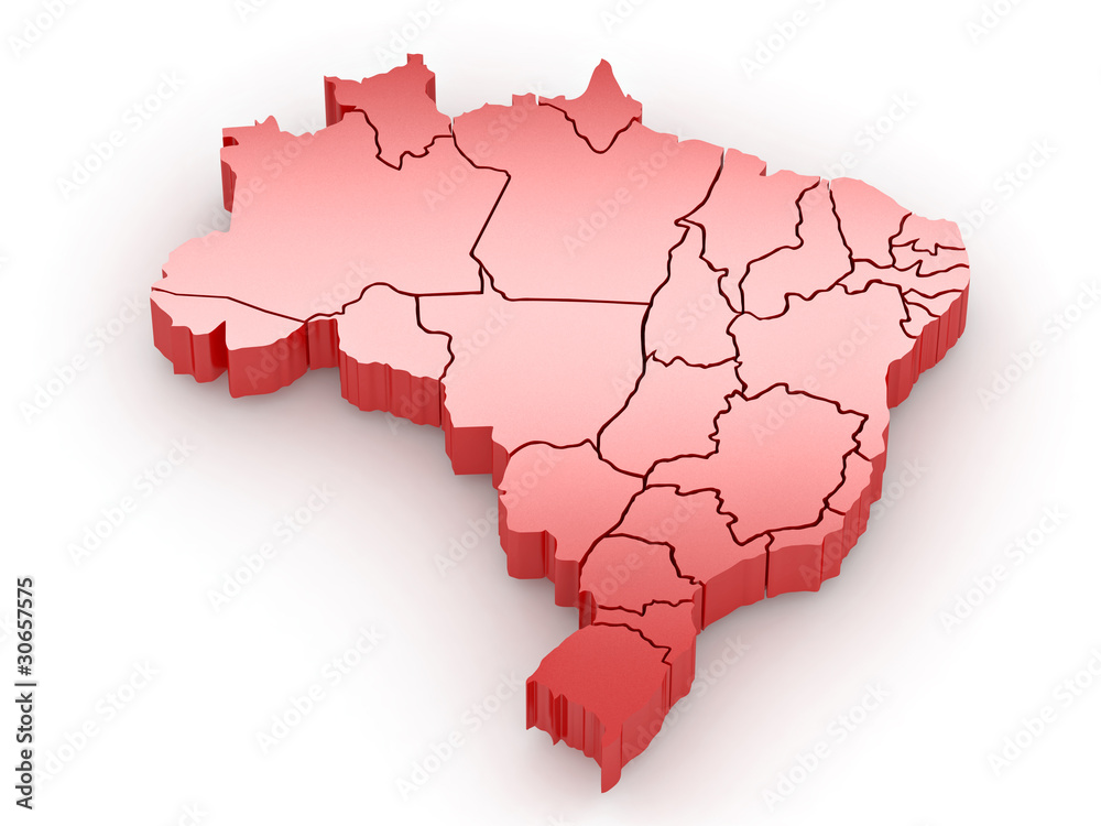 Three-dimensional map of Brazil. 3d Stock Illustration | Adobe Stock