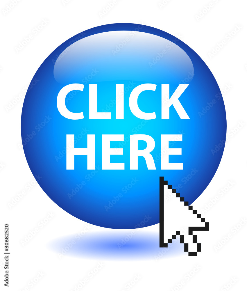 CLICK HERE Web Button (connection mouse cursor go blue vector) Stock ...
