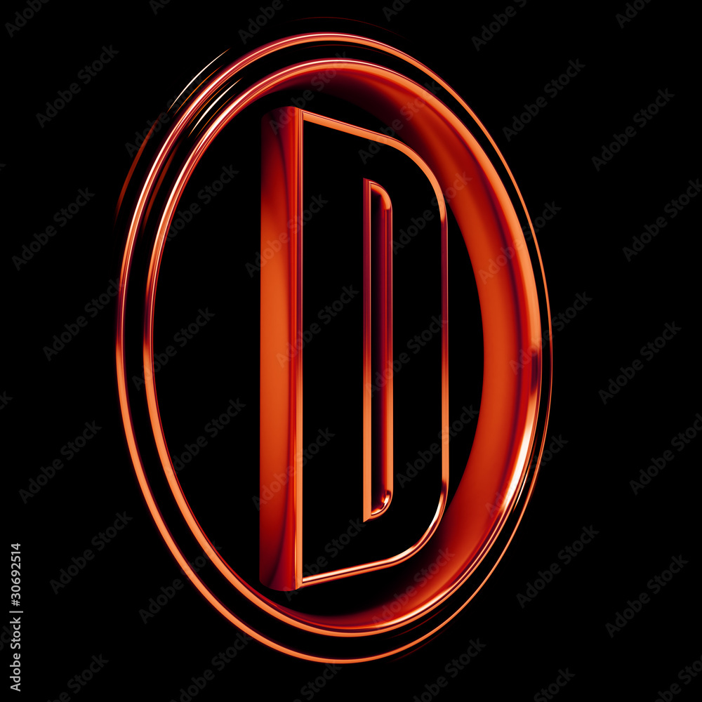 Red metal Font Letter "D" on black Stock Illustration | Adobe Stock