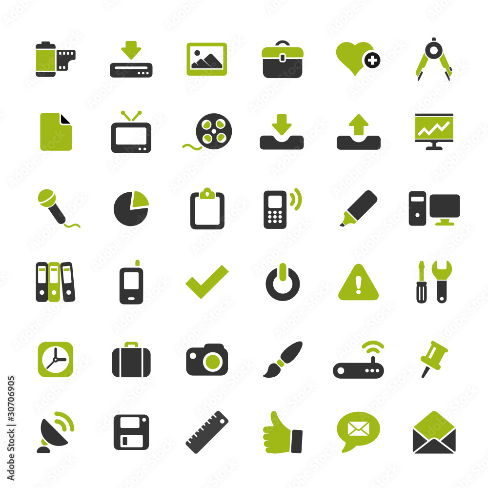 Green Black Website Icons Stock Vector | Adobe Stock