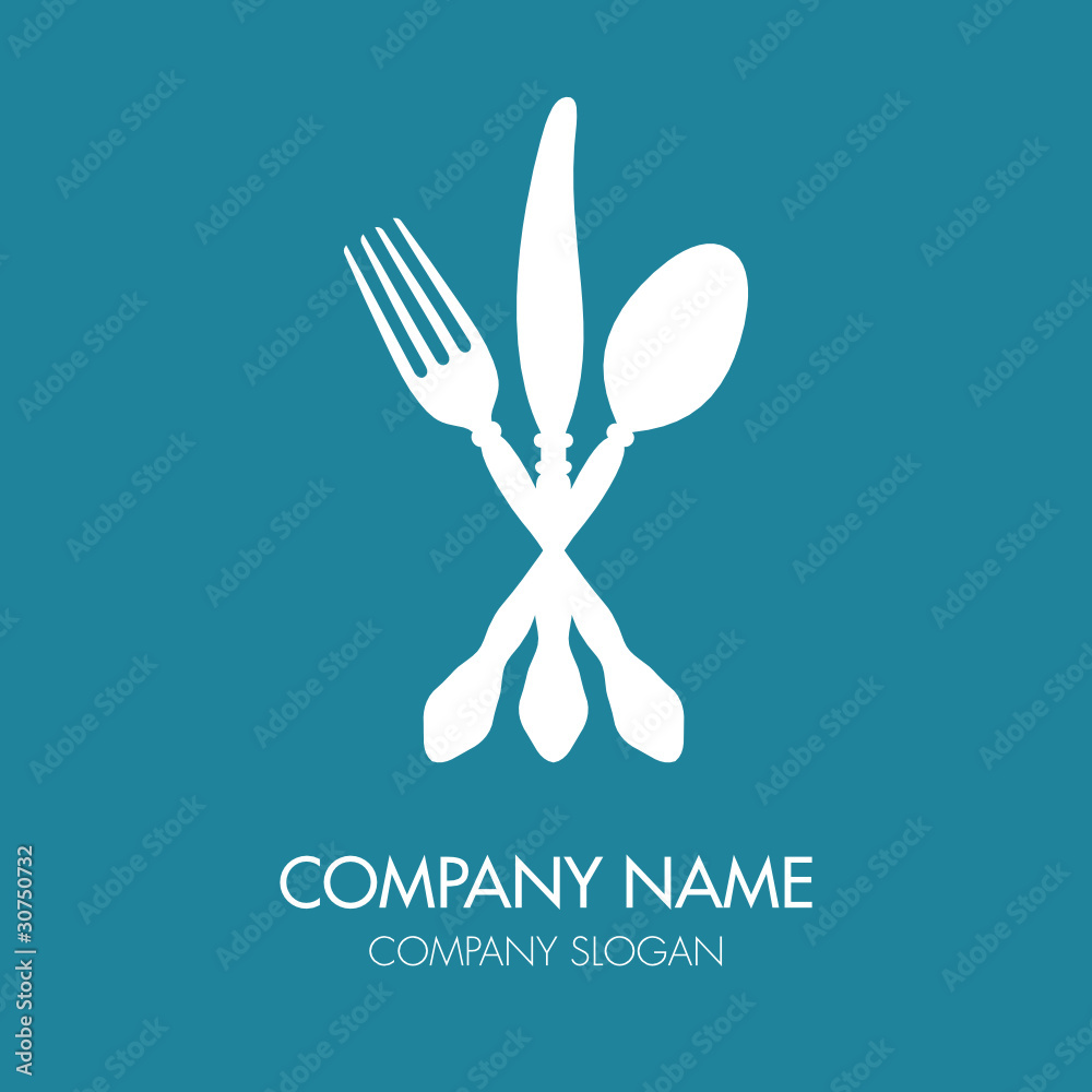 Cutlery Company Logo Blue Stock Vector | Adobe Stock