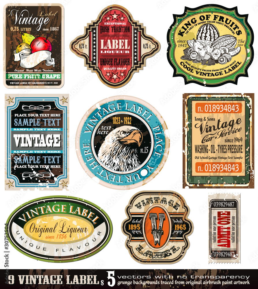 Vintage Labels Collection -Set 5 Stock Vector | Adobe Stock