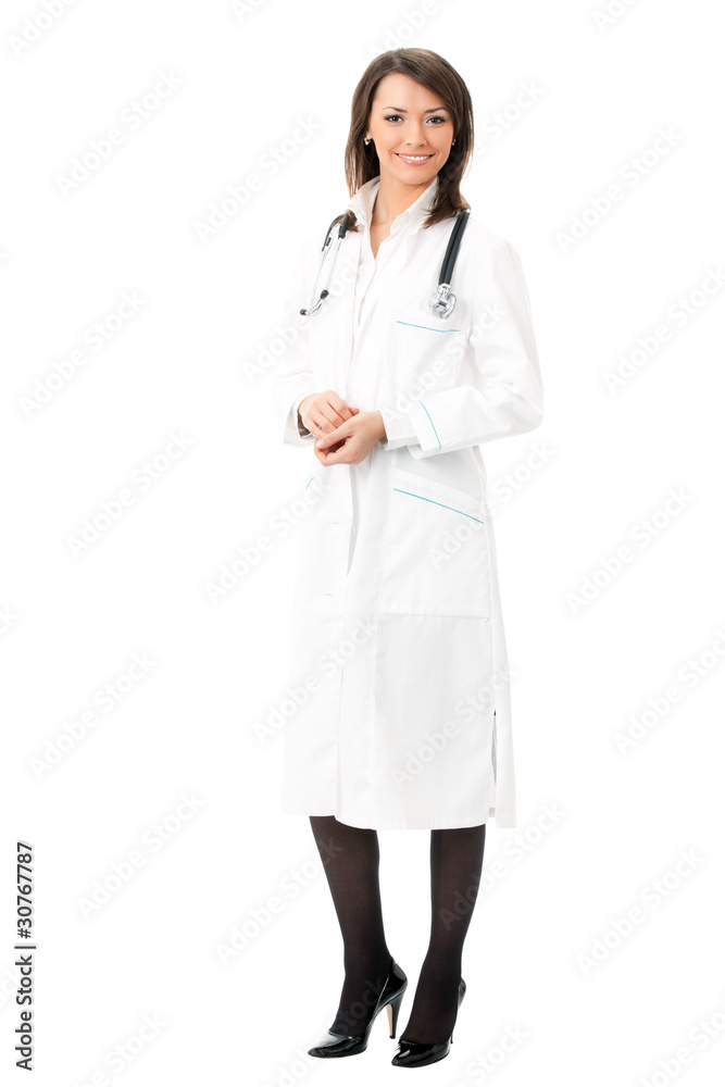 Full body portrait of female doctor or nurse, isolated on white Stock ...