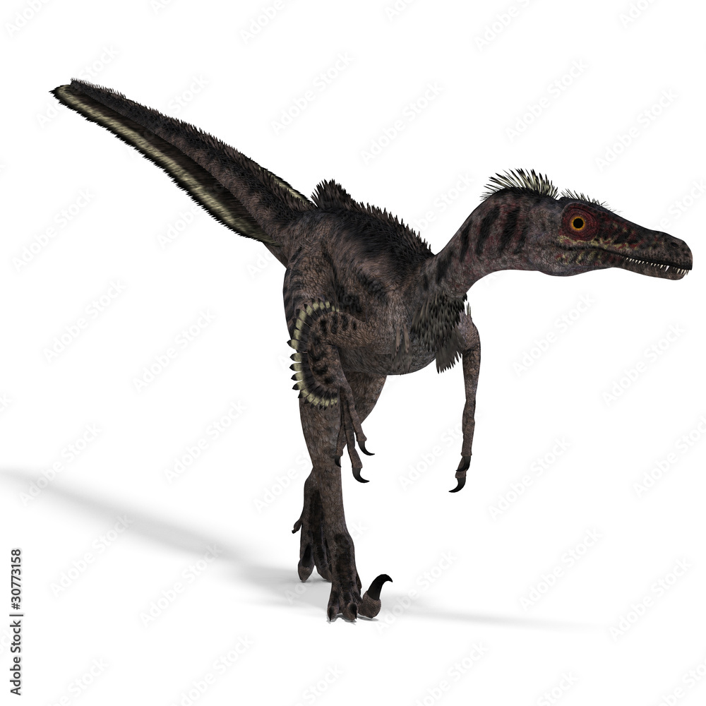 Dinosaur Velociraptor. 3D rendering with clipping path and Stock ...