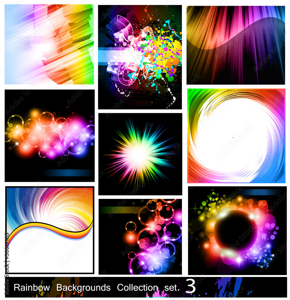 Rainbow Backgrounds Collection - Set 3 Stock Vector | Adobe Stock