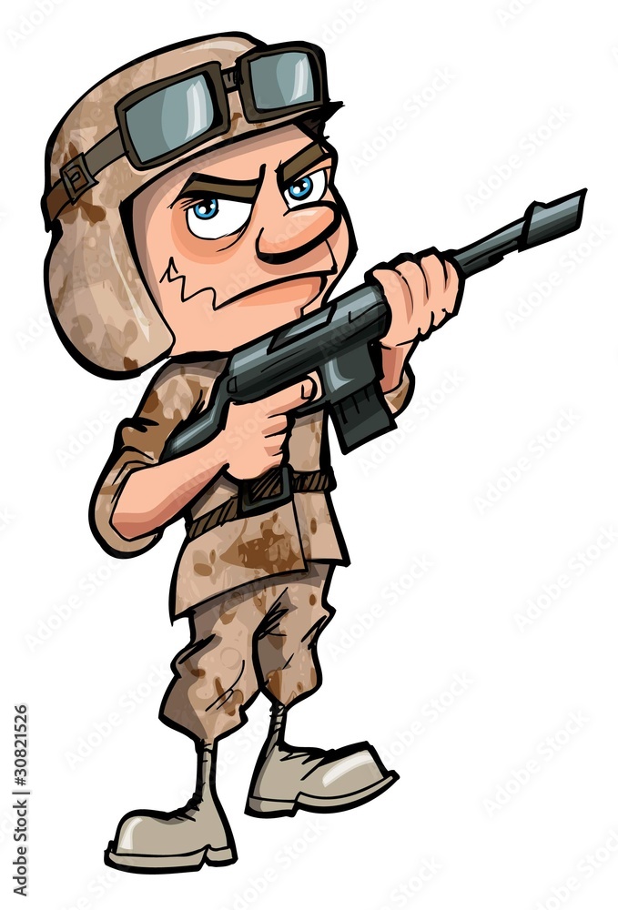 Cartoon soldier isolated on white Stock Vector | Adobe Stock