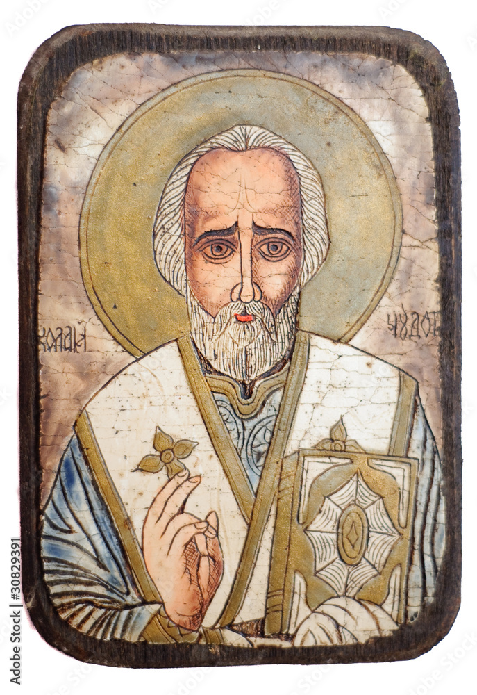 Icon of Saint Nicholas isolatedon white background Stock Photo | Adobe ...
