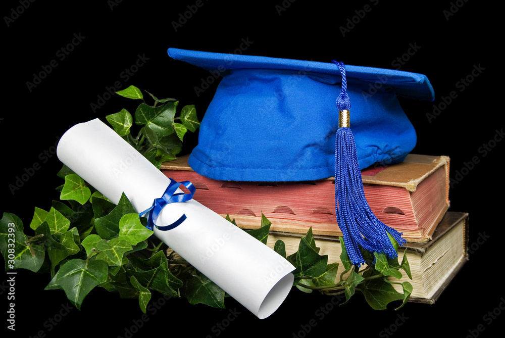 Blue graduation cap Stock Photo | Adobe Stock