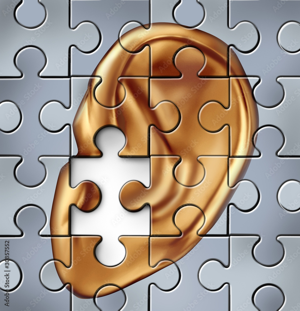 Hearing impairment and human ear symbol on a jigsaw puzzle Stock ...