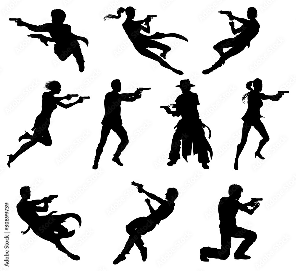 Shoot out silhouettes Stock Vector | Adobe Stock