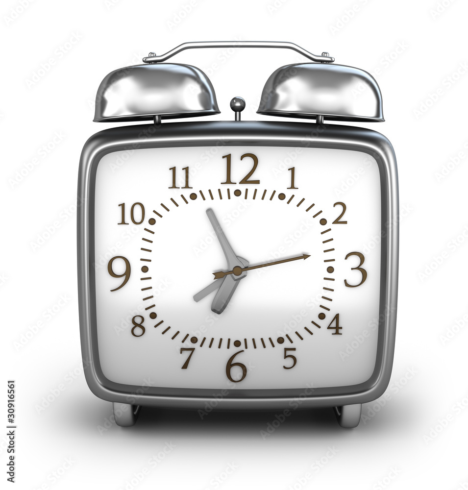 Alarm clock. Front view. Isolated on white Stock Illustration | Adobe Stock