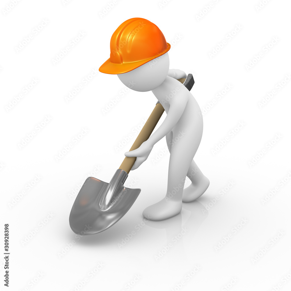 Construction worker digging the ground with a shovel Stock Illustration ...