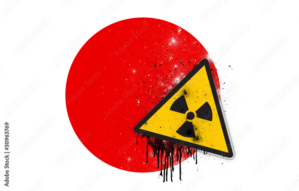 Japanese flag with symbol of radiation Stock Illustration | Adobe Stock