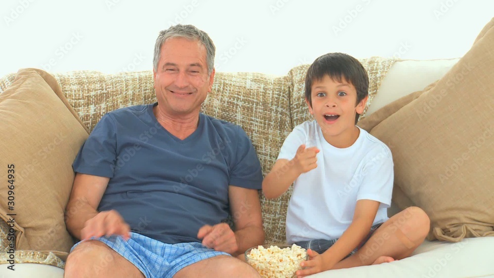 Grandfather and his grandson laughing Stock Video | Adobe Stock