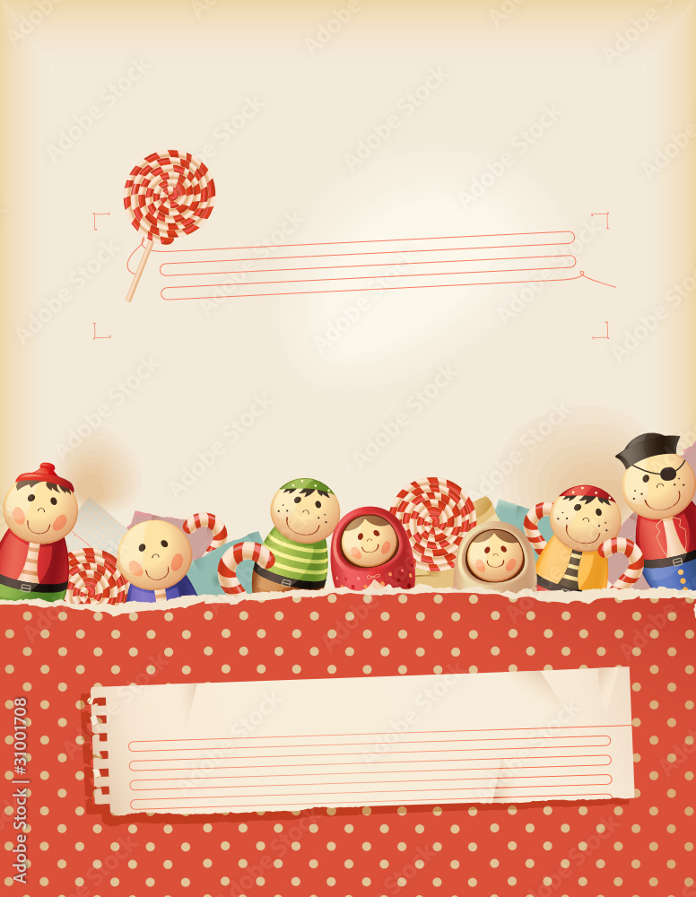 Sweet red childhood memories- background with space for text Stock ...