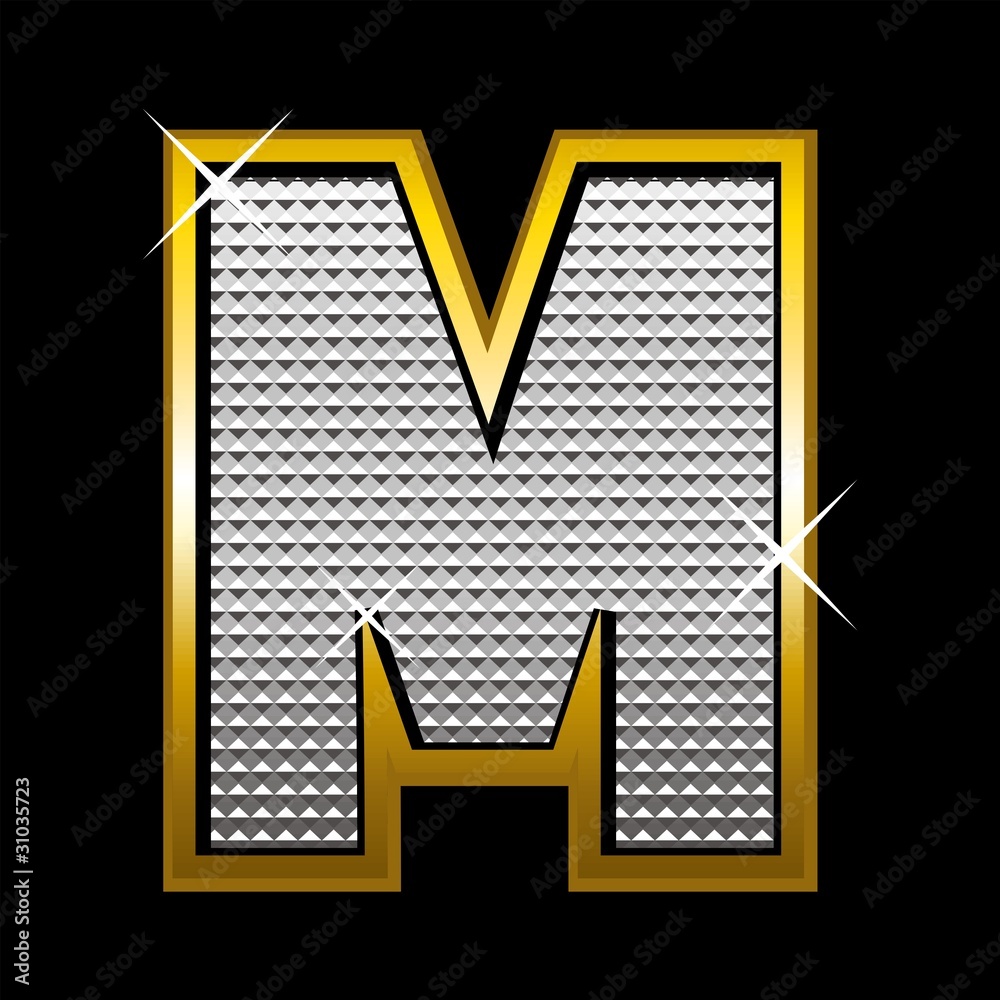 Bling bling font type_letter M Stock Vector | Adobe Stock