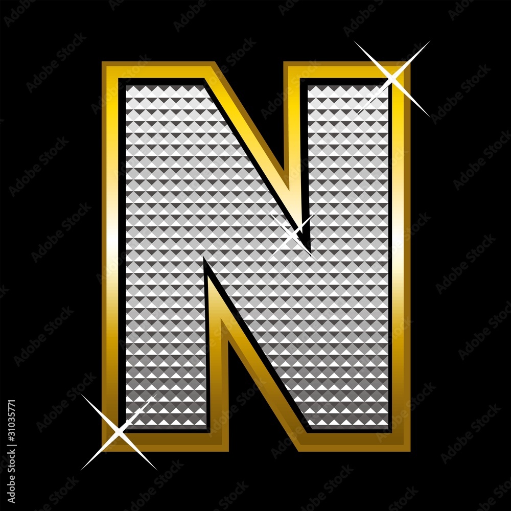 Bling bling font type_letter N Stock Vector | Adobe Stock