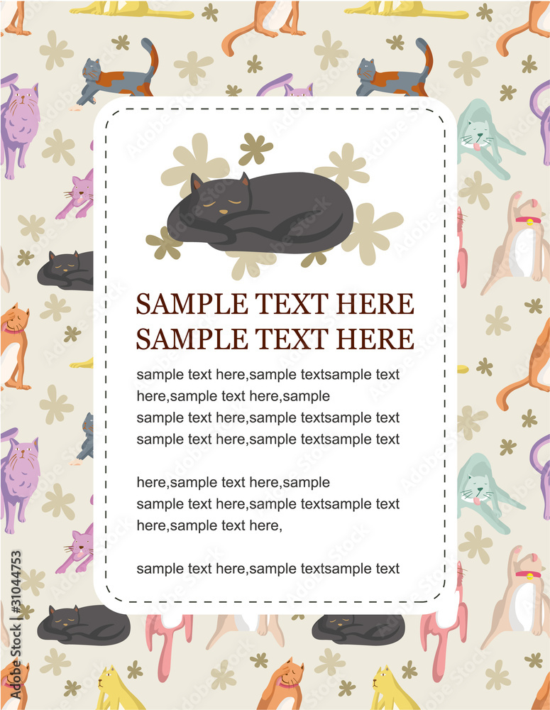 cartoon cat card Stock Vector | Adobe Stock