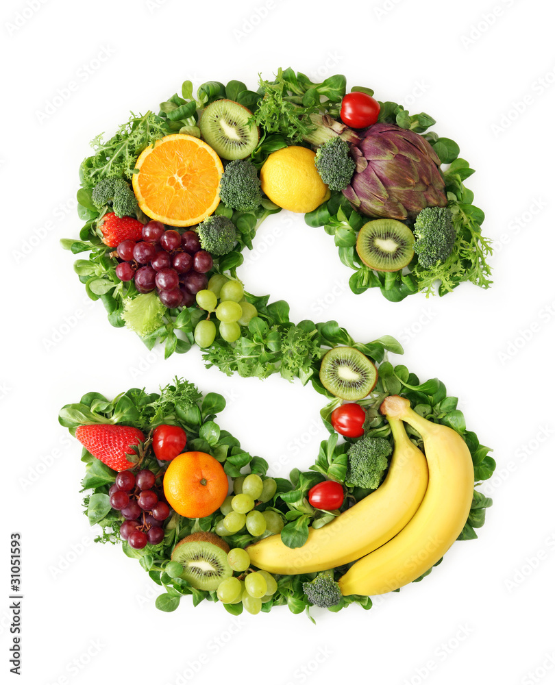 Fruit and vegetable alphabet - letter S Stock Photo | Adobe Stock