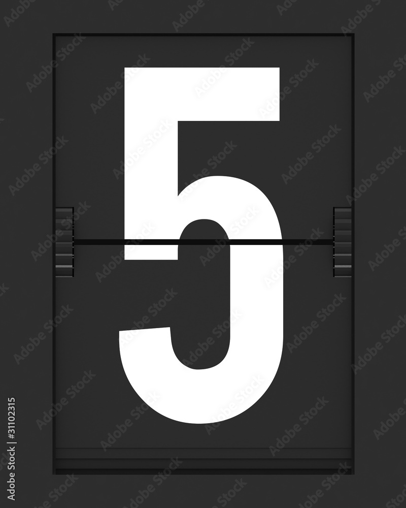 Number 5 from mechanical timetable board Stock Illustration | Adobe Stock