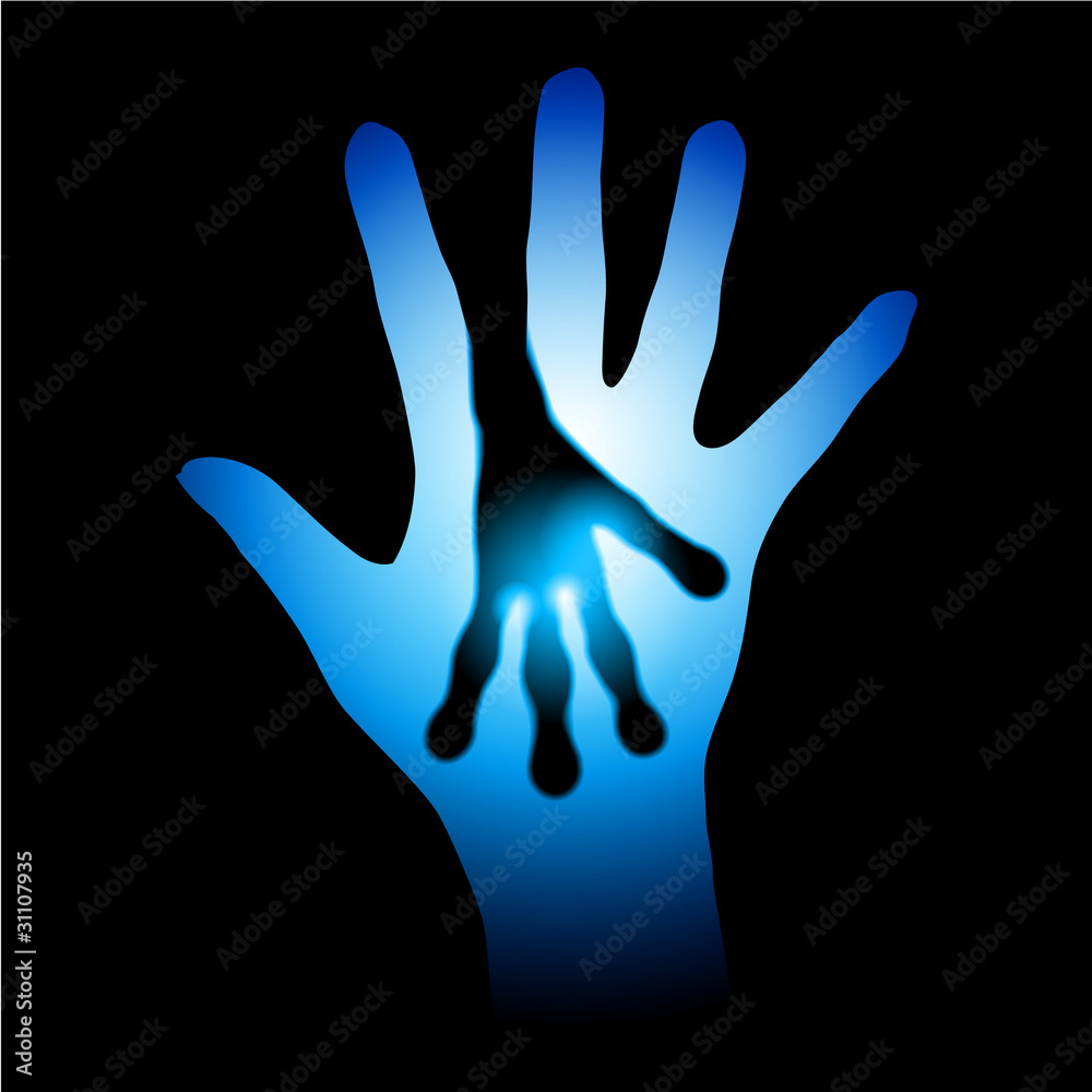 Human and Alien hands silhouette Stock Vector | Adobe Stock