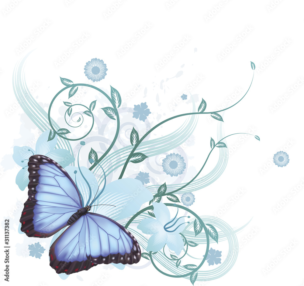 Beautiful blue butterfly background Stock Vector | Adobe Stock