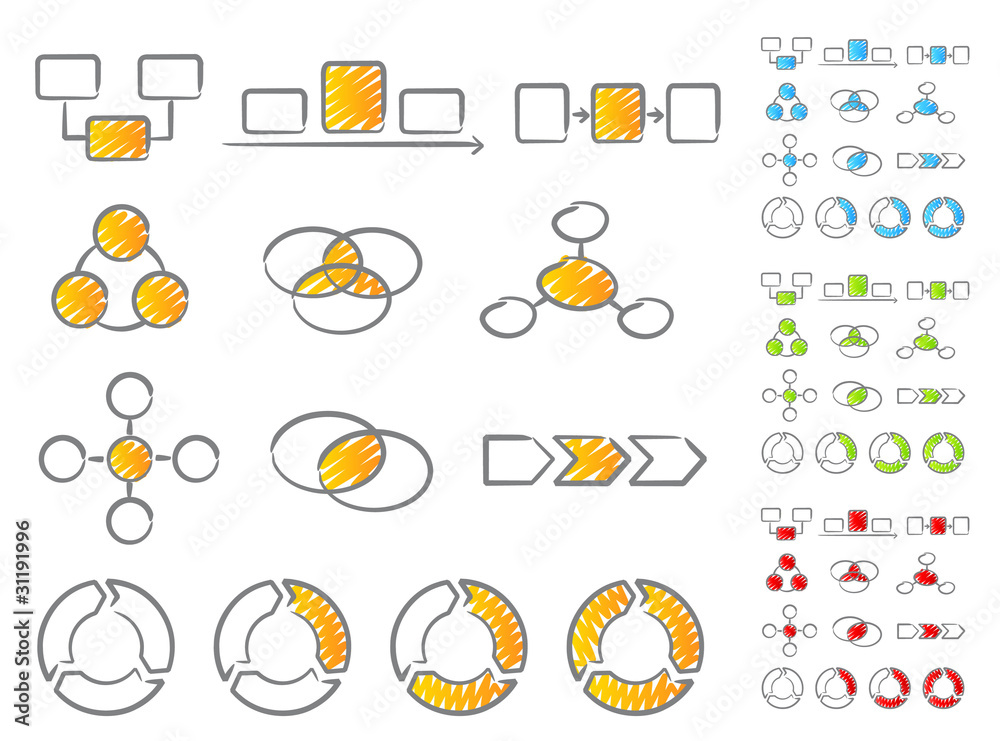 Diagrams icon set handwritten Stock Vector | Adobe Stock