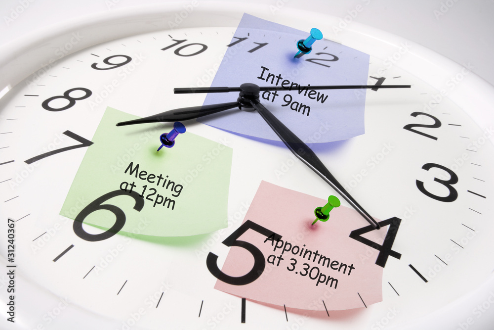 Clock and Post it Notes Stock Photo | Adobe Stock