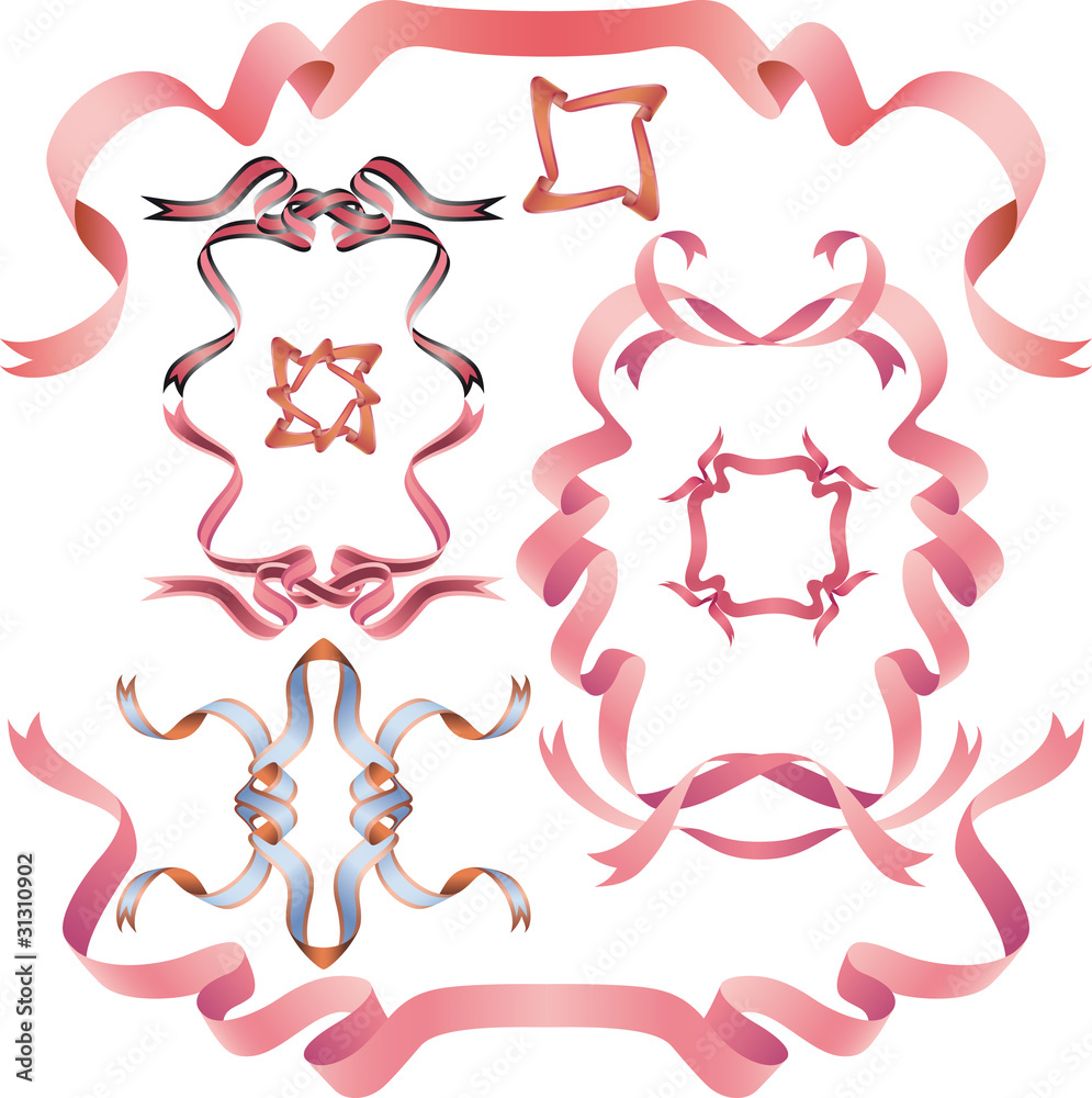 curved ribbons with a pattern and without. weave Stock Vector | Adobe Stock