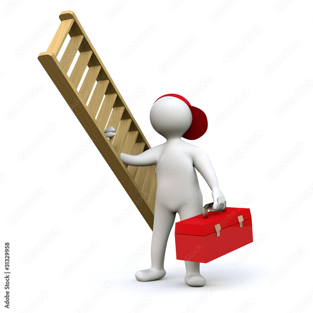 3D Man with tool box Stock Illustration | Adobe Stock