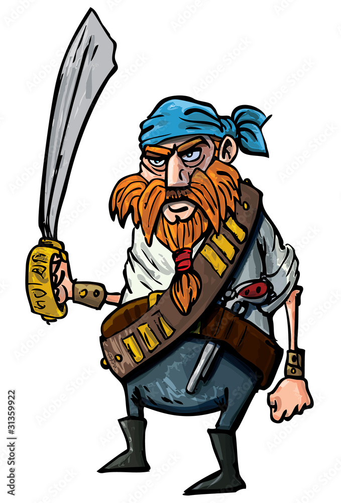 Cartoon pirate with a sword Stock Vector | Adobe Stock