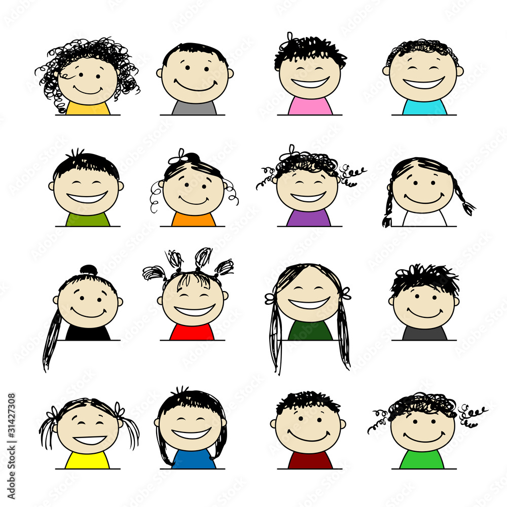 Smiling people icons for your design Stock Vector | Adobe Stock