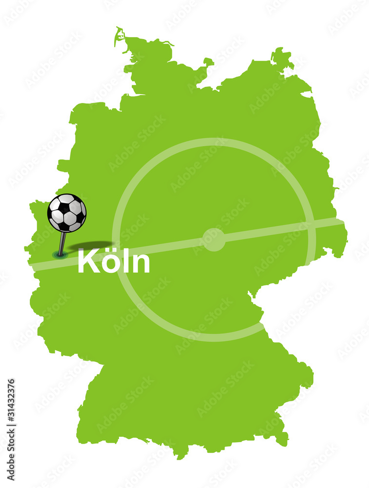 Fußballstadt Köln Deutschlandkarte Stock-Vektorgrafik | Adobe Stock
