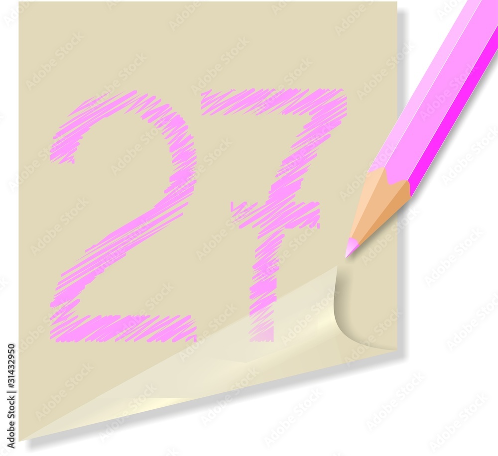 Post it con numero 27 vector de Stock | Adobe Stock