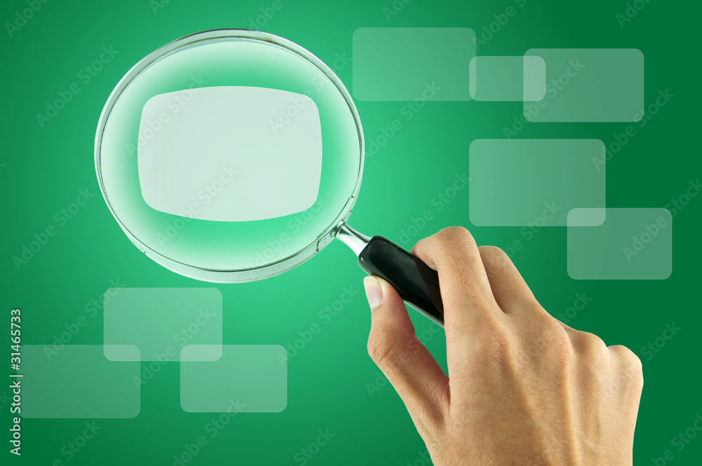 Magnifying glass and the working paper with a diagram. (Business Stock ...