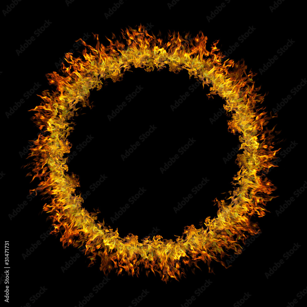 Abstract burning fire circle top view vector background Stock Photo ...