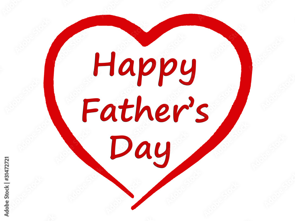 Happy Father's Day card in a red heart Stock Illustration | Adobe Stock
