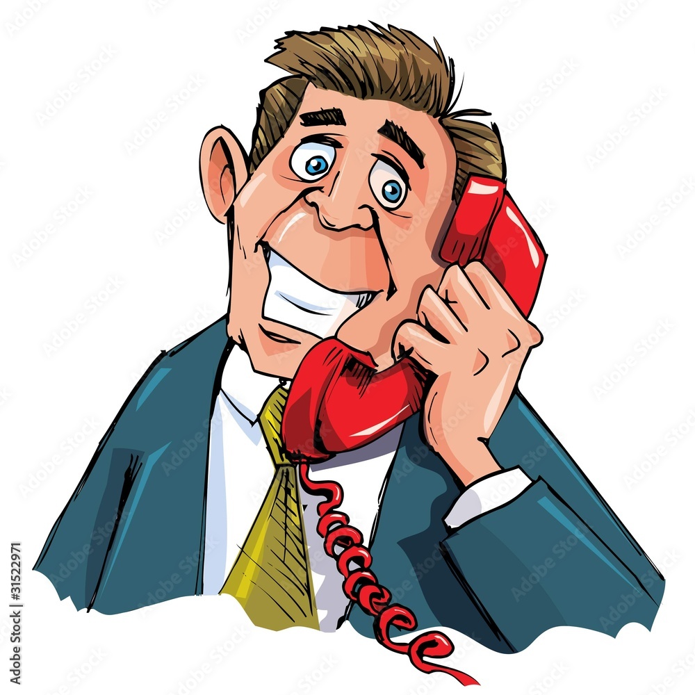 Cartoon office worker on the phone Stock Vector | Adobe Stock