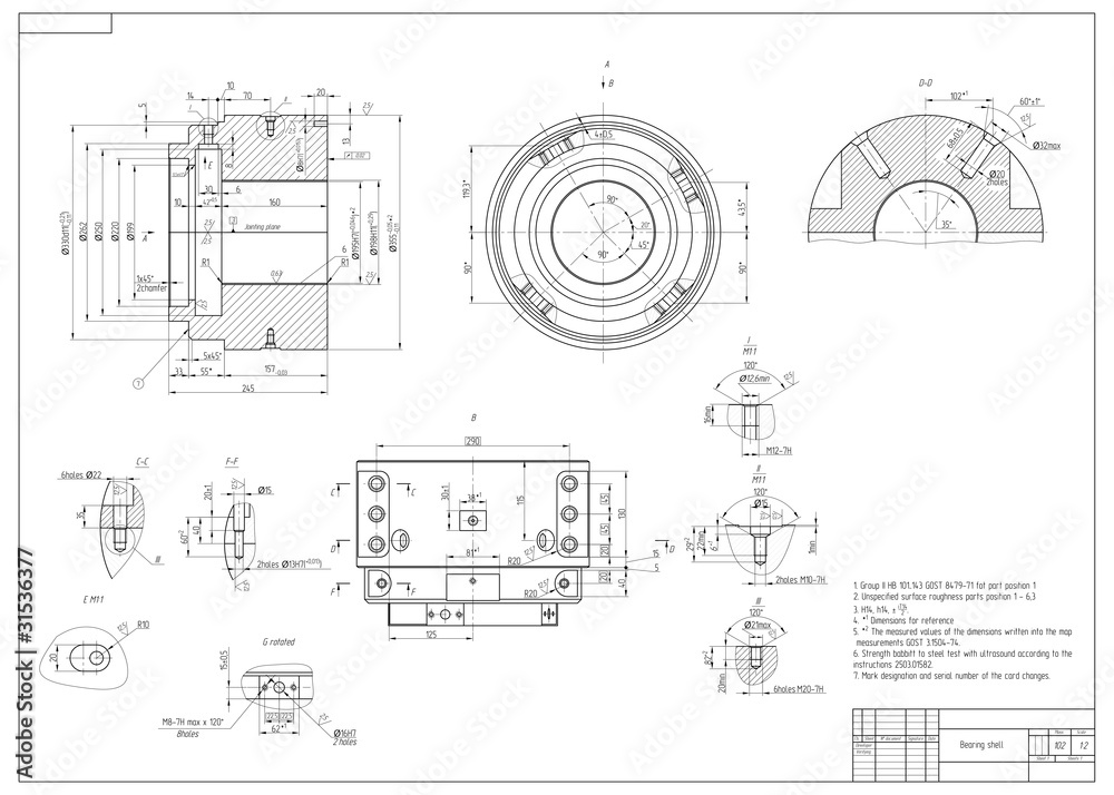 Machine-building drawing. Vector illustration Stock Illustration ...