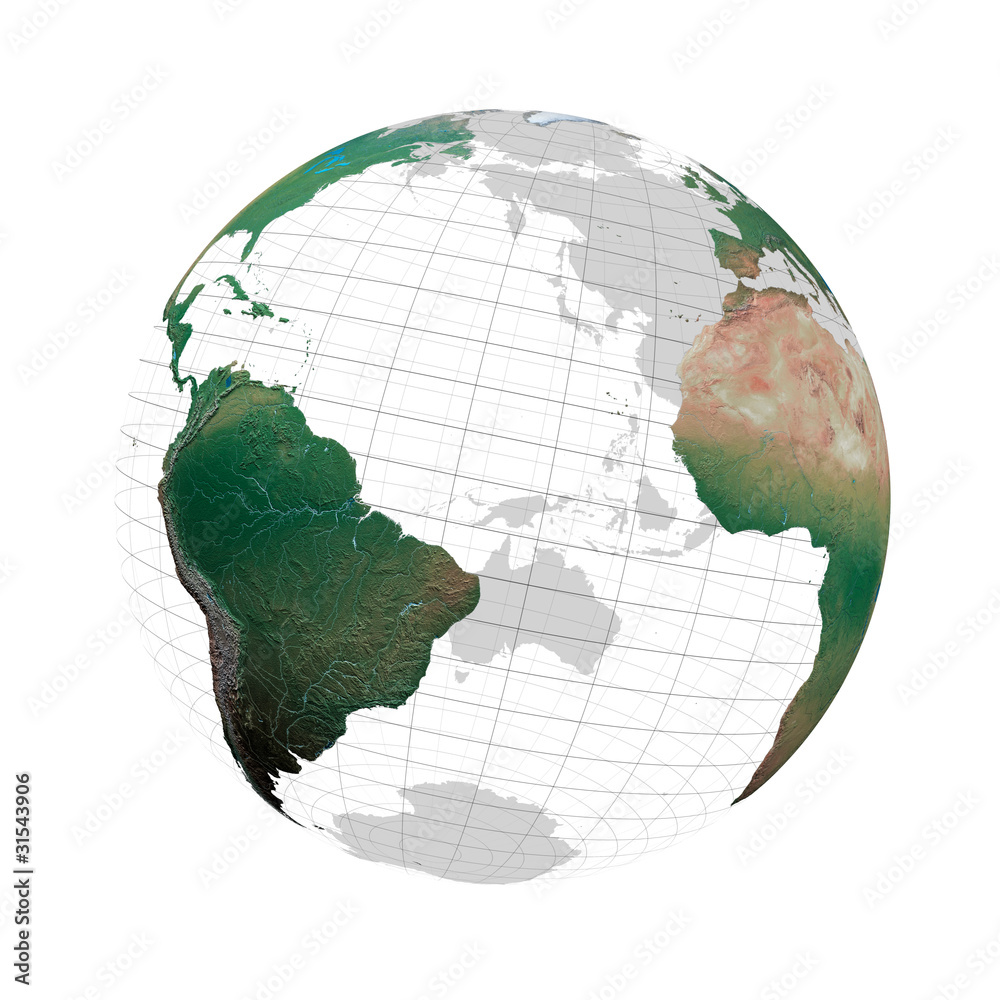 transparente Erdkugel mit Kontinenten und Gradnetz Stock-Illustration ...