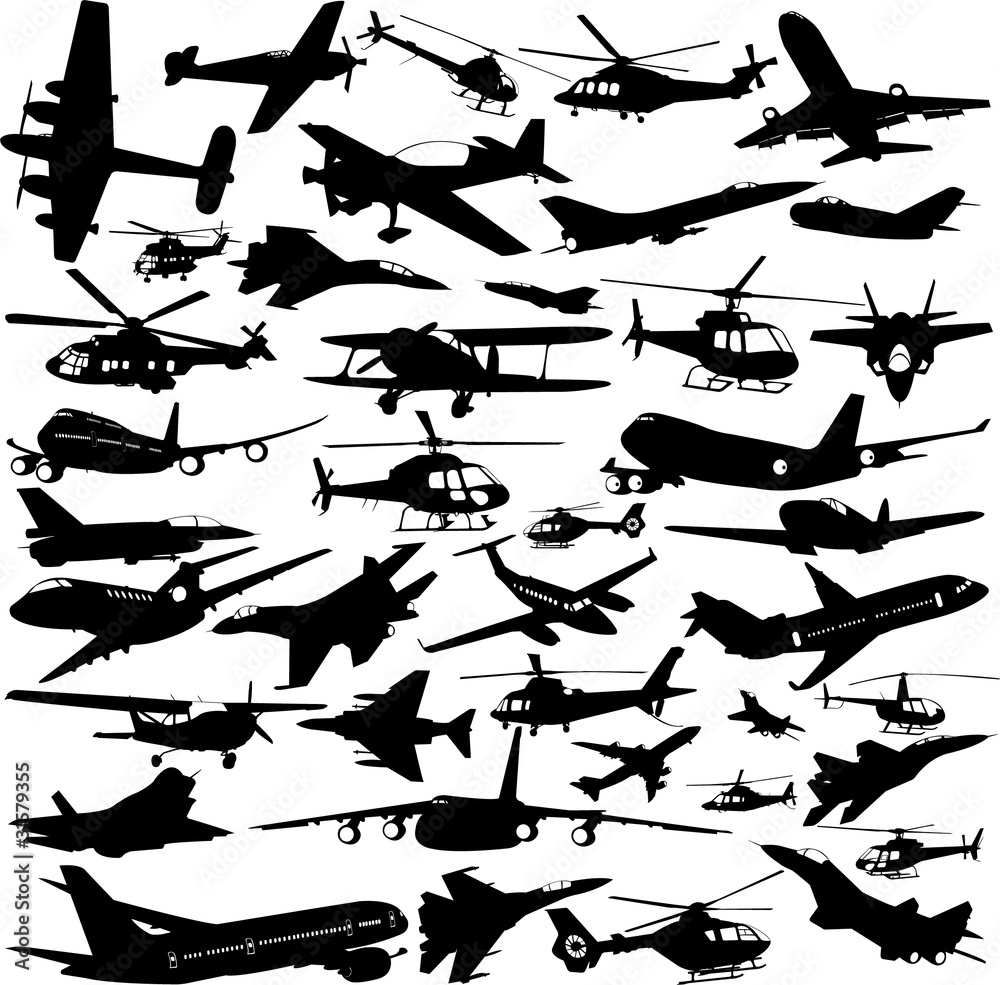 airplanes,military airplanes,helicopter collection 1 - vector Stock ...