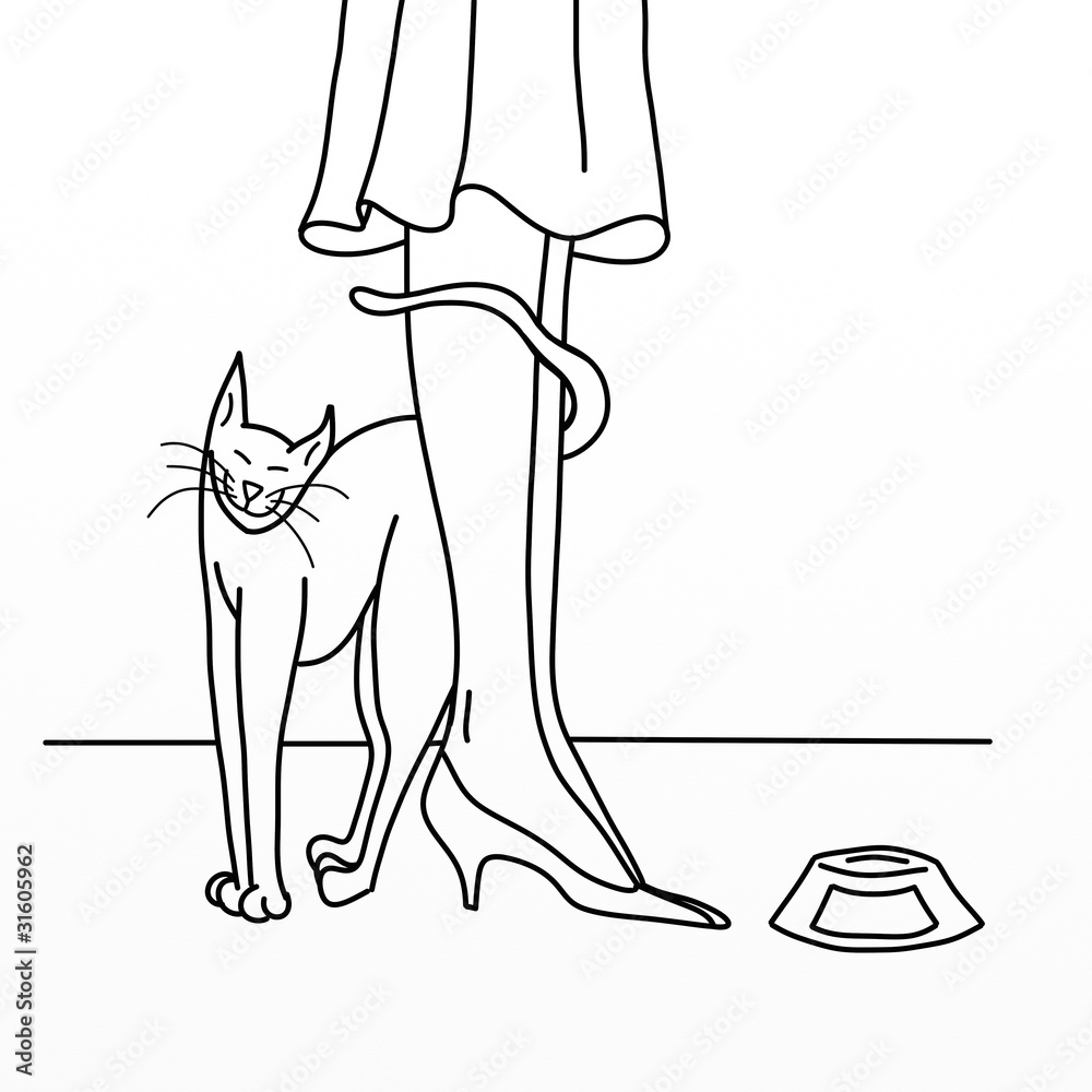 Illustrazione Stock gatto che fa le fusa | Adobe Stock