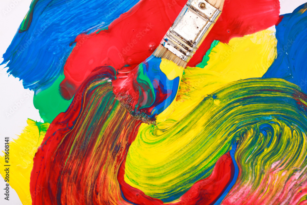 Pinsel mit Farben Stock-Foto | Adobe Stock