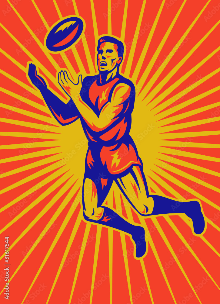 aussie rules afl player jumping for ball Stock Vector | Adobe Stock