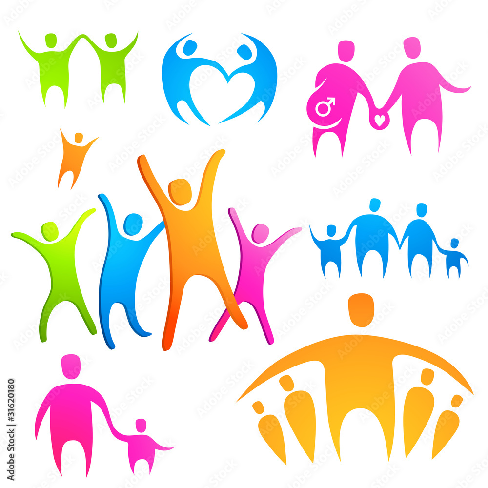 Family and Friends Icon collection Stock Vector | Adobe Stock