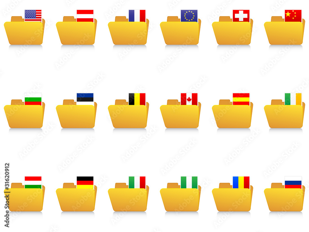 folder icons with flags Stock Vector | Adobe Stock